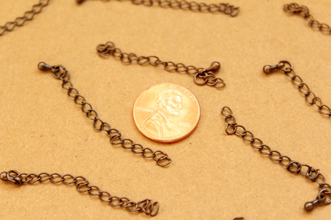 20 Pc. Antique Copper Chain Extenders With Drop End Piece - Etsy