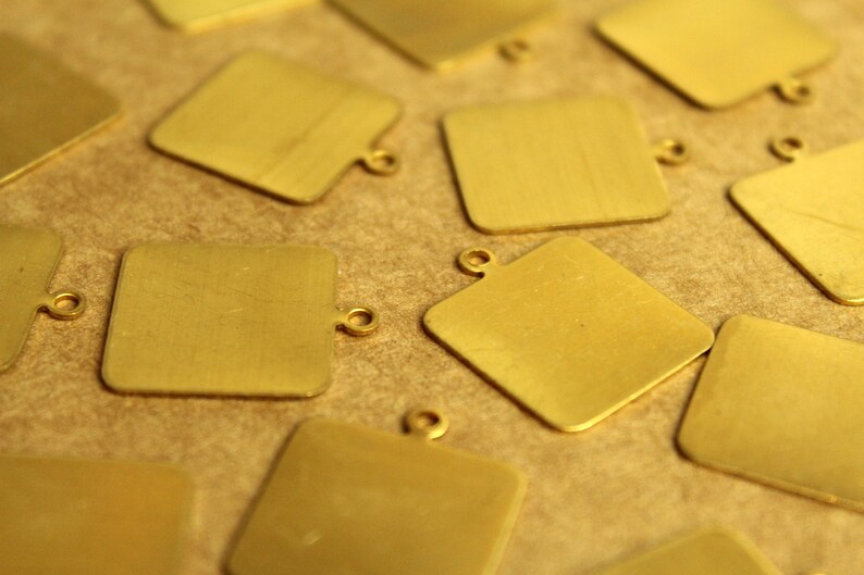12 Pc. Medium Raw Brass Square Tags: 23mm by 19.5mm - Made in USA | RB ...