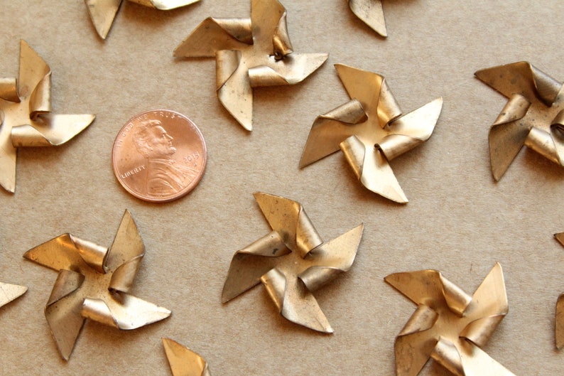 2 pc. Raw Brass Pinwheels: 31.5mm by 31.5mm made in USA | Etsy