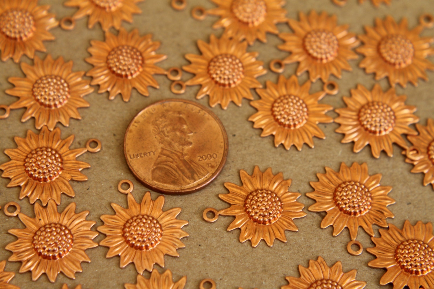8 Pc. Raw Copper Sunflower Charms: 19mm by 16mm Made in USA - Etsy
