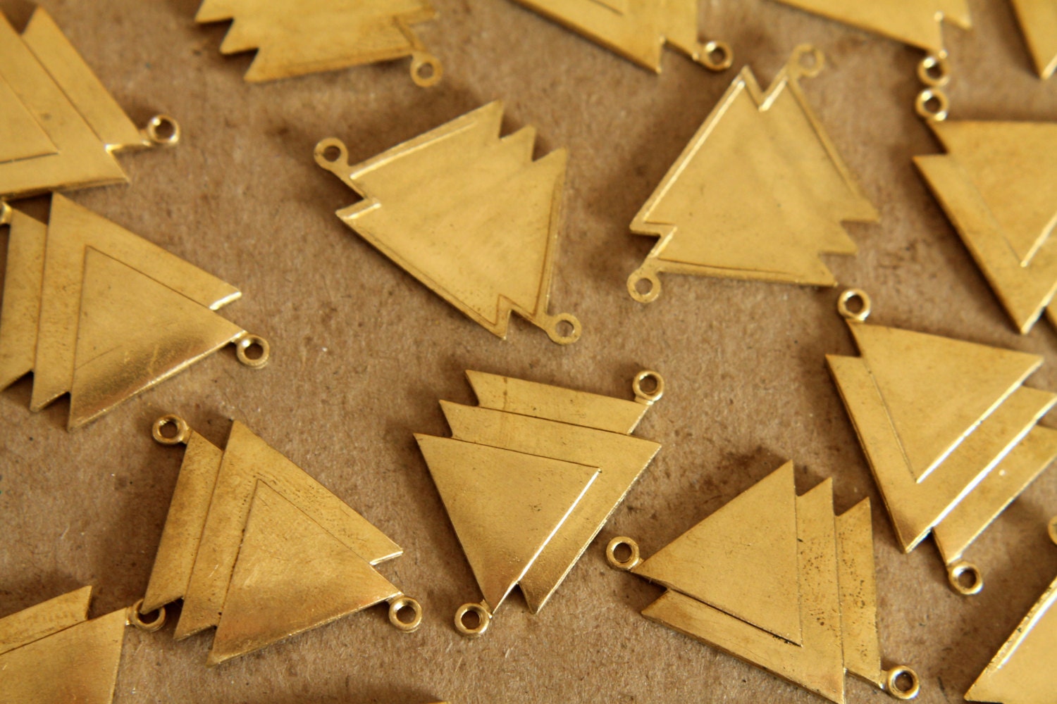2 Pc. Raw Brass Geometric Triple Triangle Connectors: 30mm by - Etsy