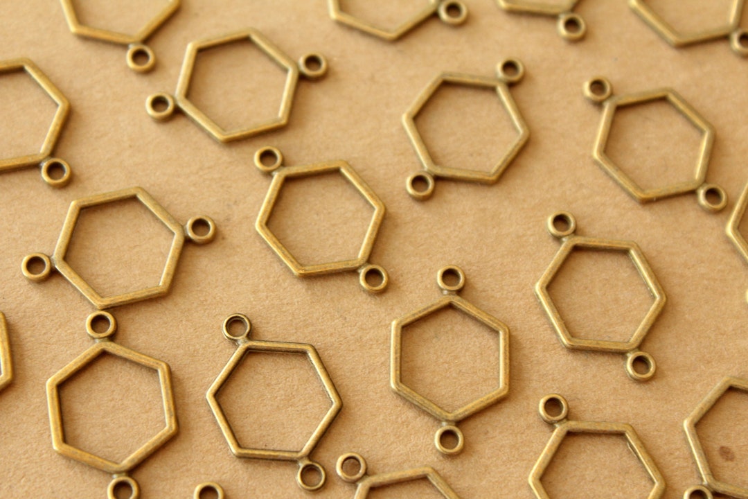 30 Pc. Antique Bronze Hexagon Connectors: 19mm by 13mm | MIS-499 - Etsy