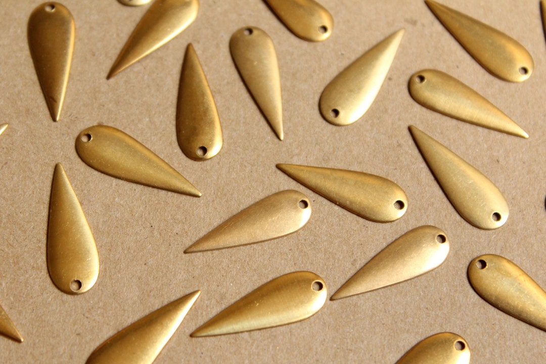 20 Pc. Raw Brass Rounded Spike Charms With One Hole: 22mm by 8.5mm ...