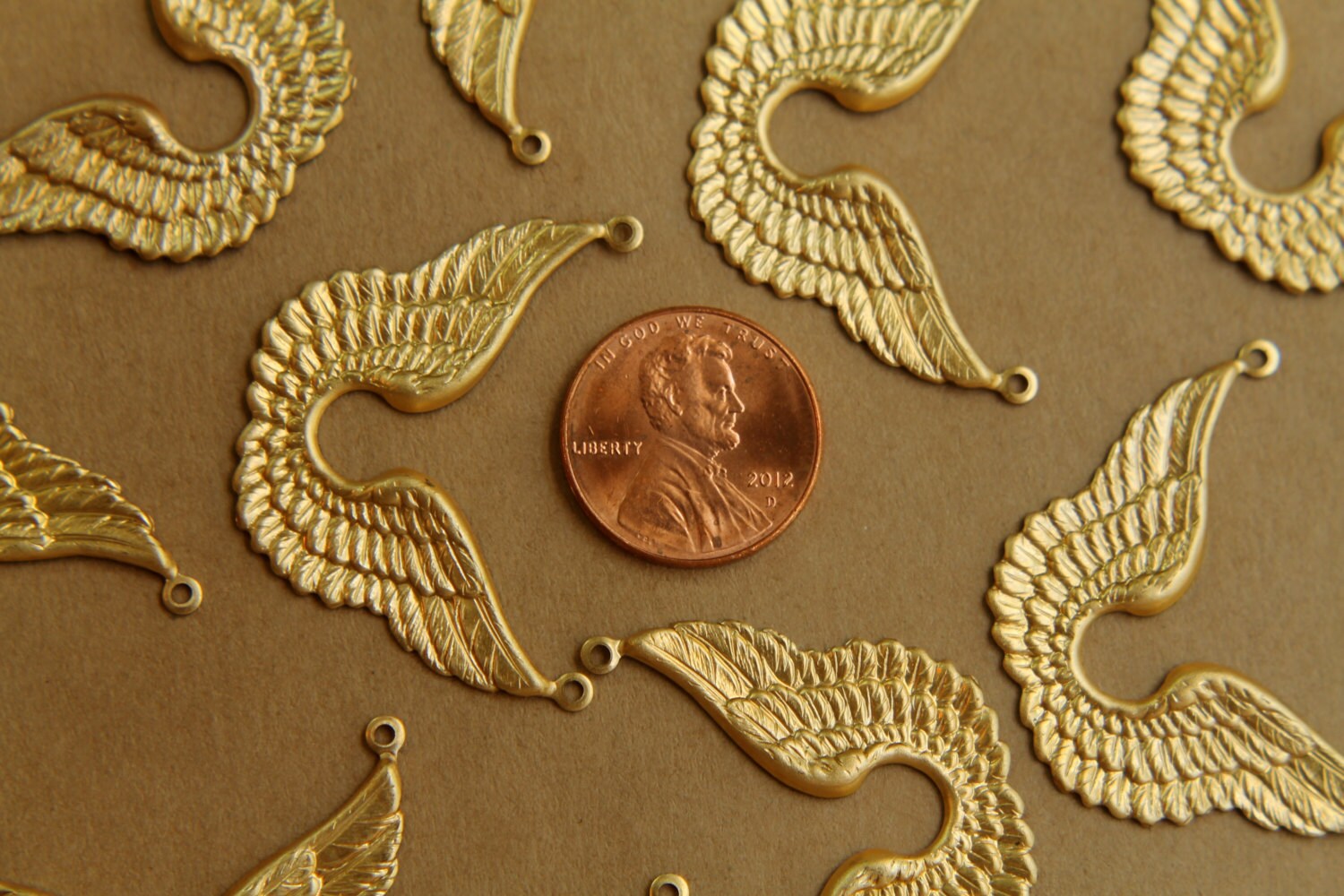 4 Pc. Raw Brass Angel Wings Connectors: 36mm by 27mm Made in | Etsy