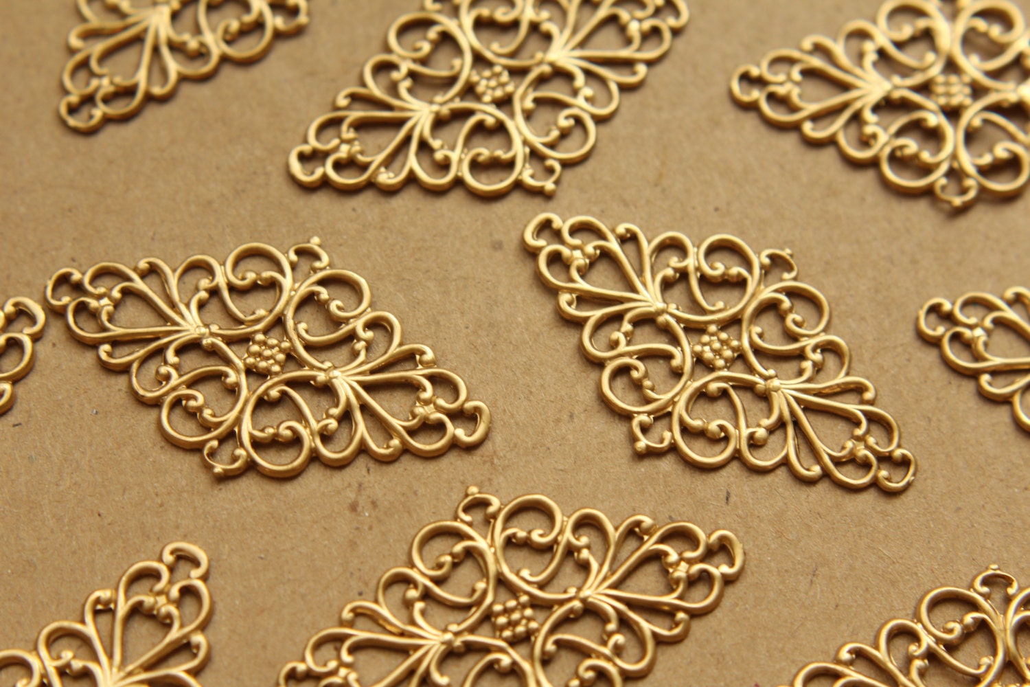 3 pc. Raw Brass Diamond-Shaped Filigree 44mm by 26mm made | Etsy