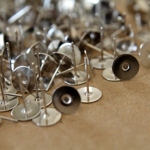 100 Pc. Silver Plated Earring Posts, 8mm Pad * Also Available in 500 ...