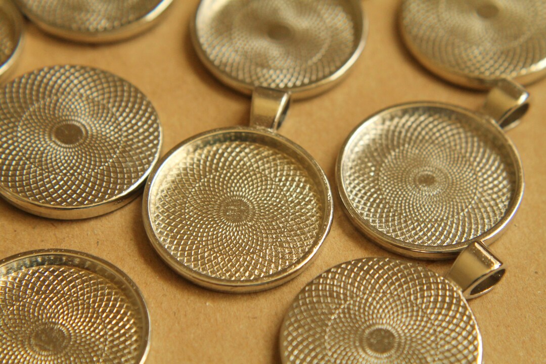 4 Pc. Round Silver Pendant Bezel Setting, 25mm Diameter | FI-060 - Etsy