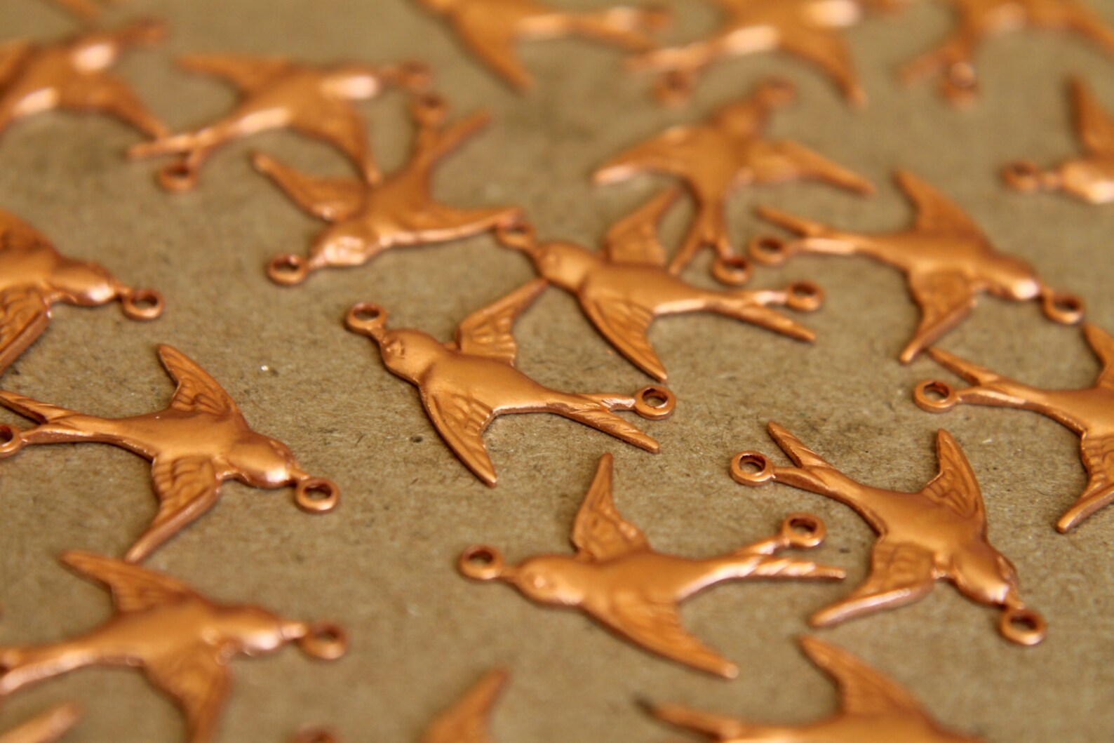 6 Pc. Raw Copper 2 Loop Bird Connector Facing Left - Made in USA ...