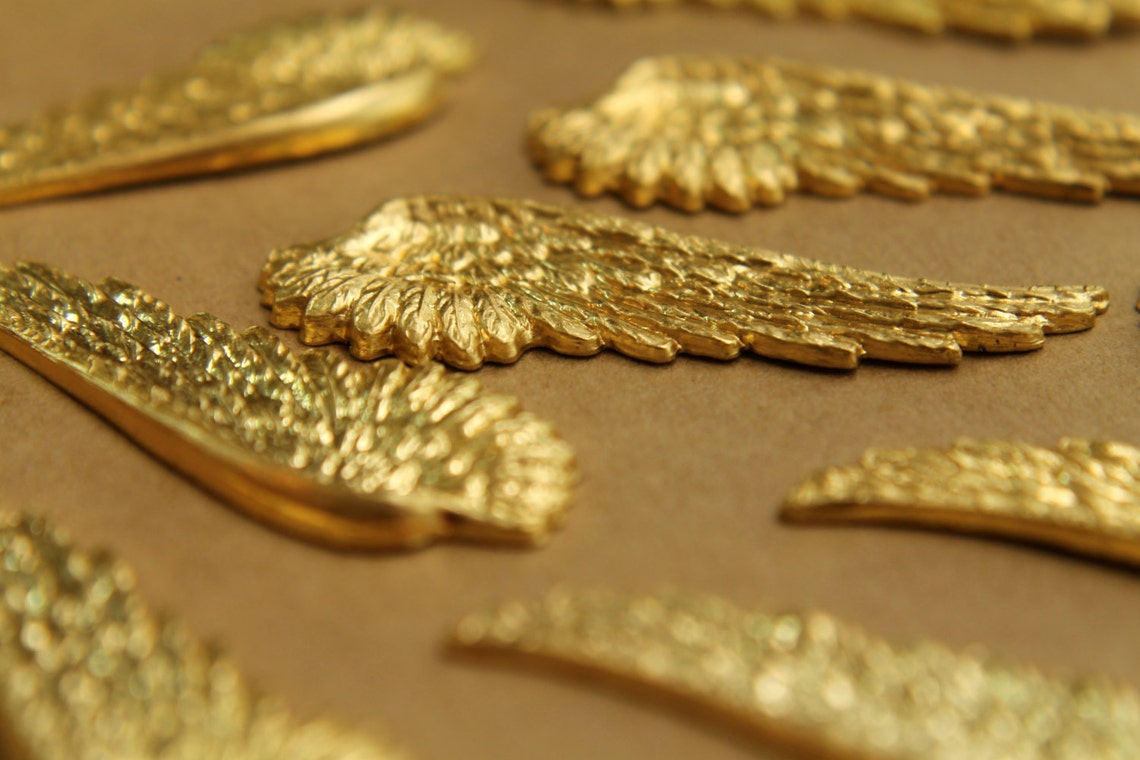2 Pc. Large Raw Brass Outstretched Wings Right: 52mm by 18mm - Etsy