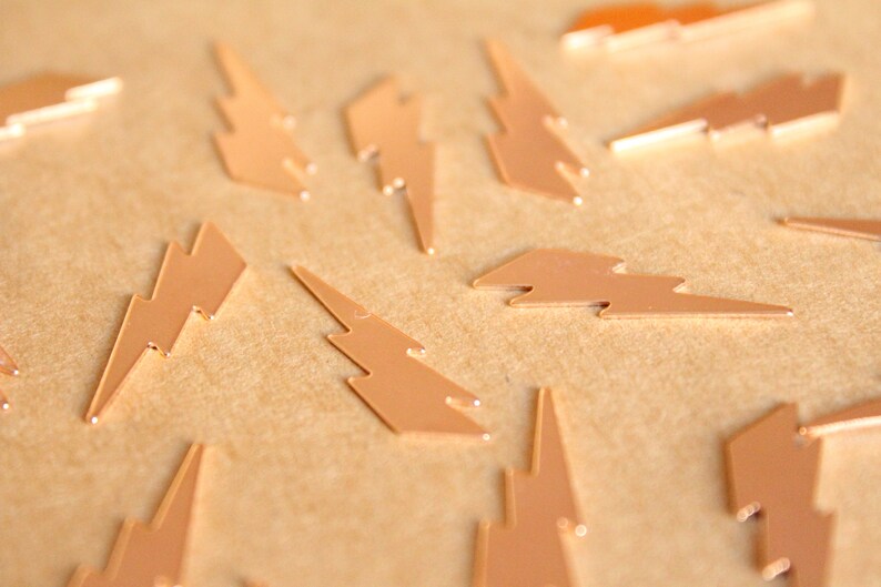 10 Pc. Medium Rose Gold Brass Lightning Bolts: 25mm by 7mm - Made in ...
