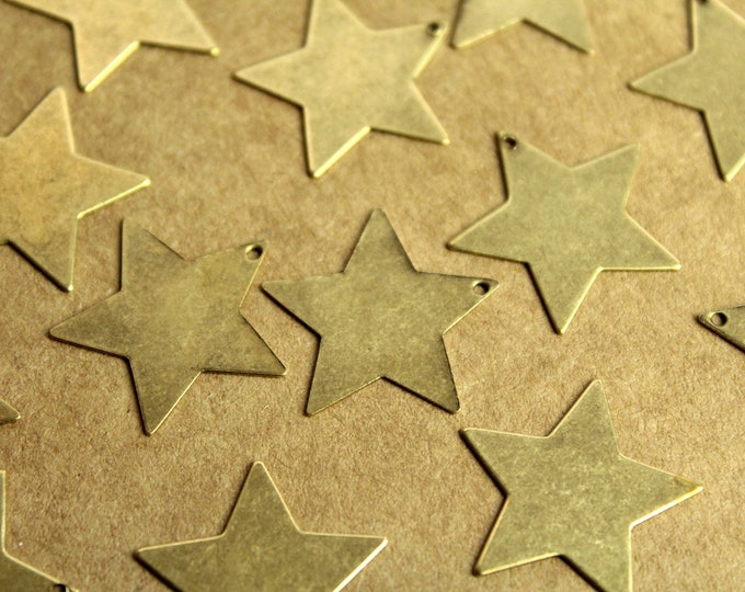 5 Pc. Large Antique Brass Plated Stars: 22mm by 22mm - Made in USA | AB ...