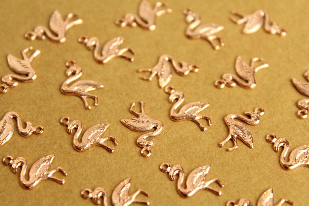 18 Pc. Small Rose Gold Plated Flamingo Charms: 15mm by 10mm - Made in ...