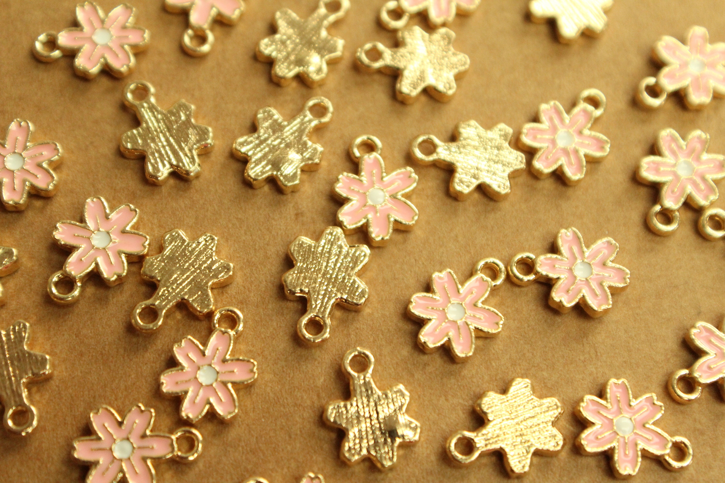12 Pc. Tiny Flower Charms, Pink and Gold Enameled, 11.5mm X 8mm | MIS ...
