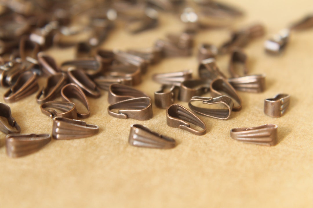 100 Pc. Antique Copper Plated Brass Pinch Bails: 9mm by 3mm FI-132 - Etsy