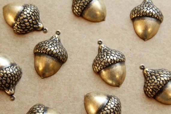 3 Pc. Antique Brass Plated Brass Acorns Jumbo Size: 33mm by | Etsy