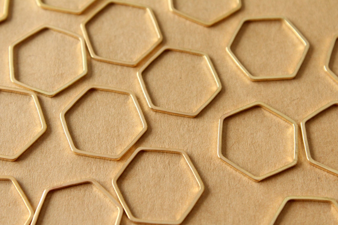 25 Pc. Gold Plated Brass Hexagon Links 22.5mm by 22mm - Etsy