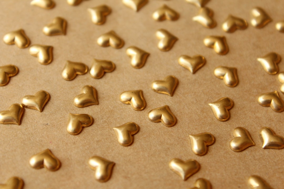 18 Pc. Tiny Raw Brass Puffed Hearts: 6.5mm by 5.5mm - Made in USA | RB ...