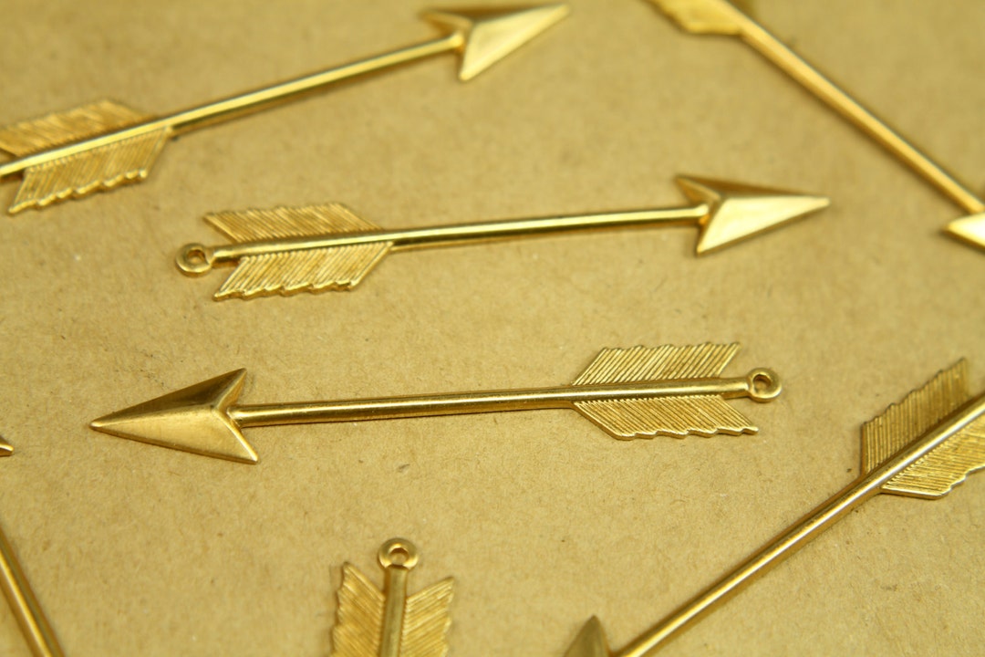 2 Pc. Long Raw Brass Arrow Charms: 62mm by 10mm - Made in USA | RB-389 ...