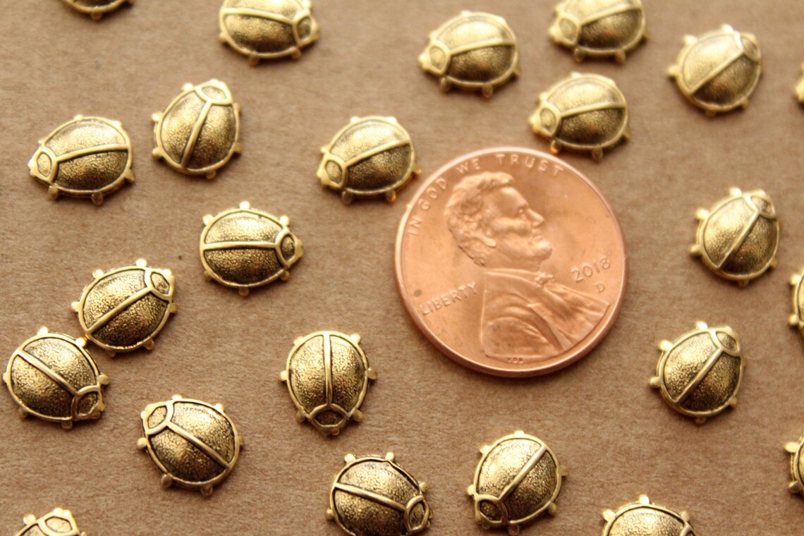 8 Pc. Tiny Raw Brass Beetles: 8.5mm by 8mm Made in USA | Etsy