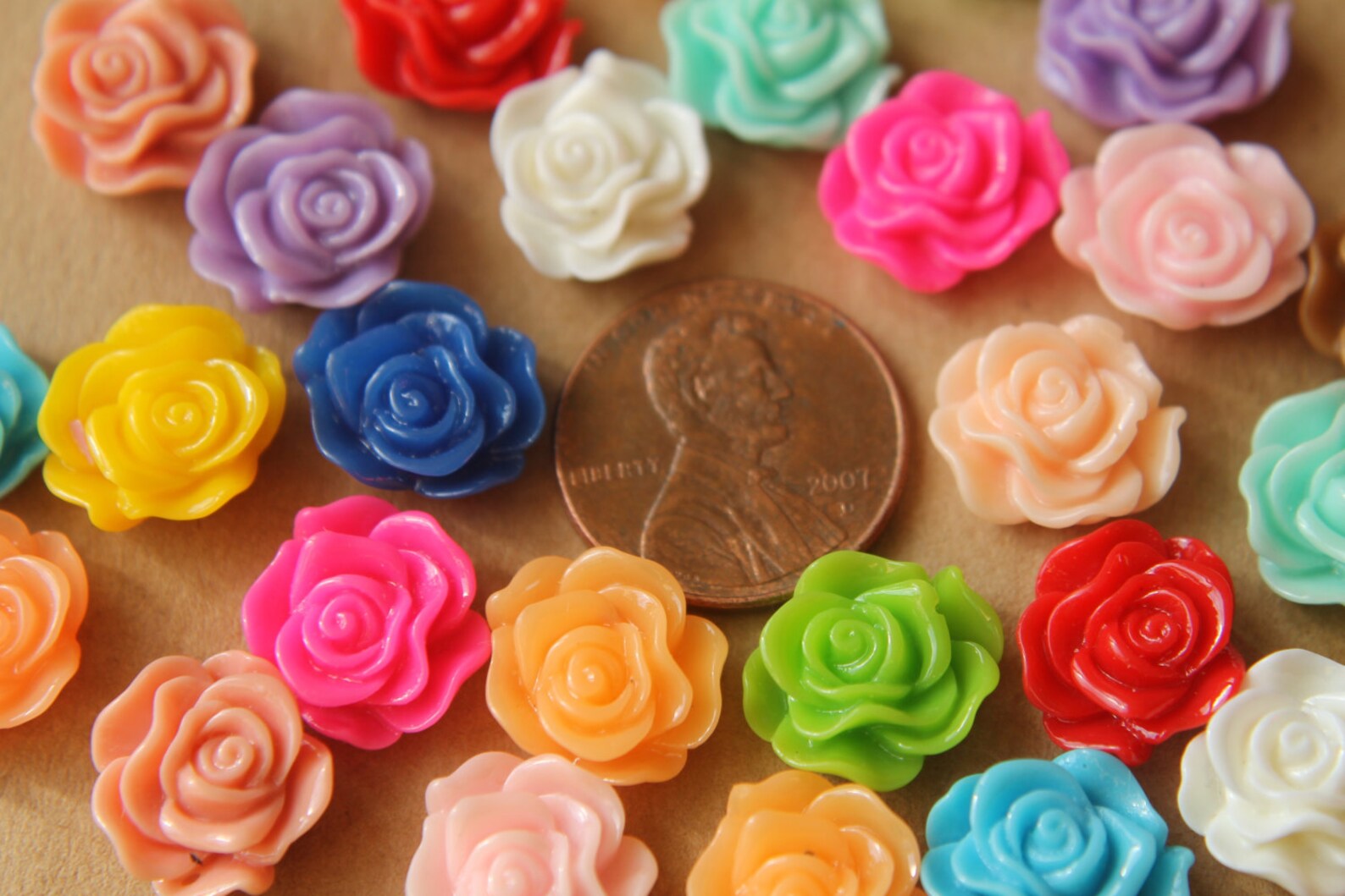 CLOSEOUT 30 Pc. Multi Color Ruffle Rose Cabochons 13mm X - Etsy