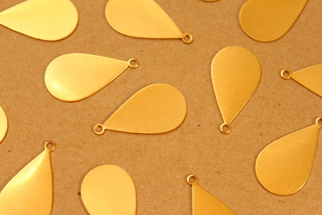 10 Pc. Large Raw Brass Teardrop Tags: 31mm by 17mm - Made in USA | RB ...