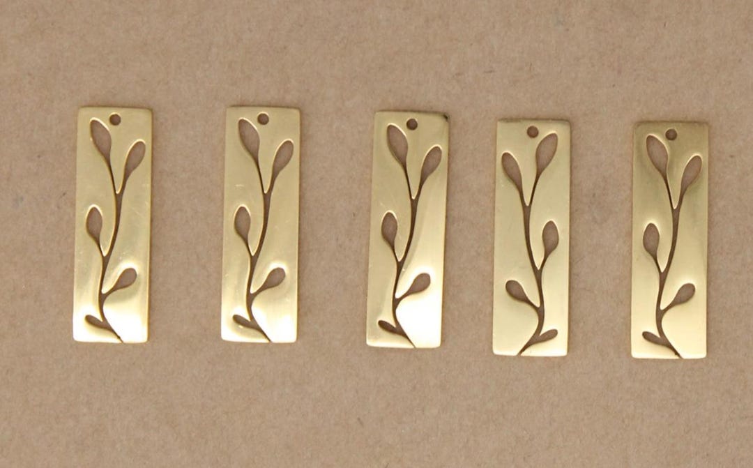 3 Pc. Gold-plated Cutout Vine Charm, Laser Cut Stainless Steel, 28mm X ...