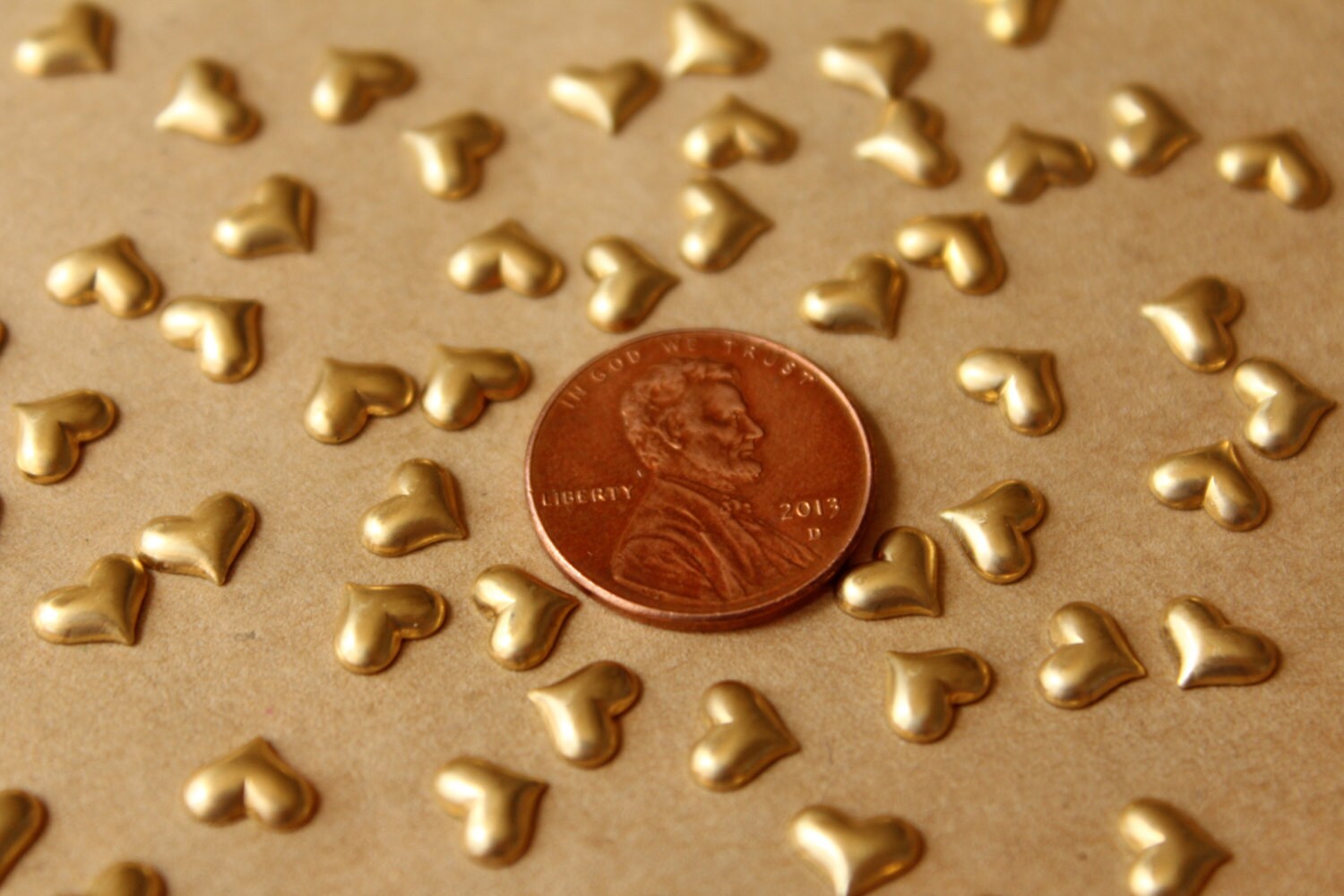 18 Pc. Tiny Raw Brass Puffed Hearts: 6.5mm by 5.5mm - Made in USA | RB ...