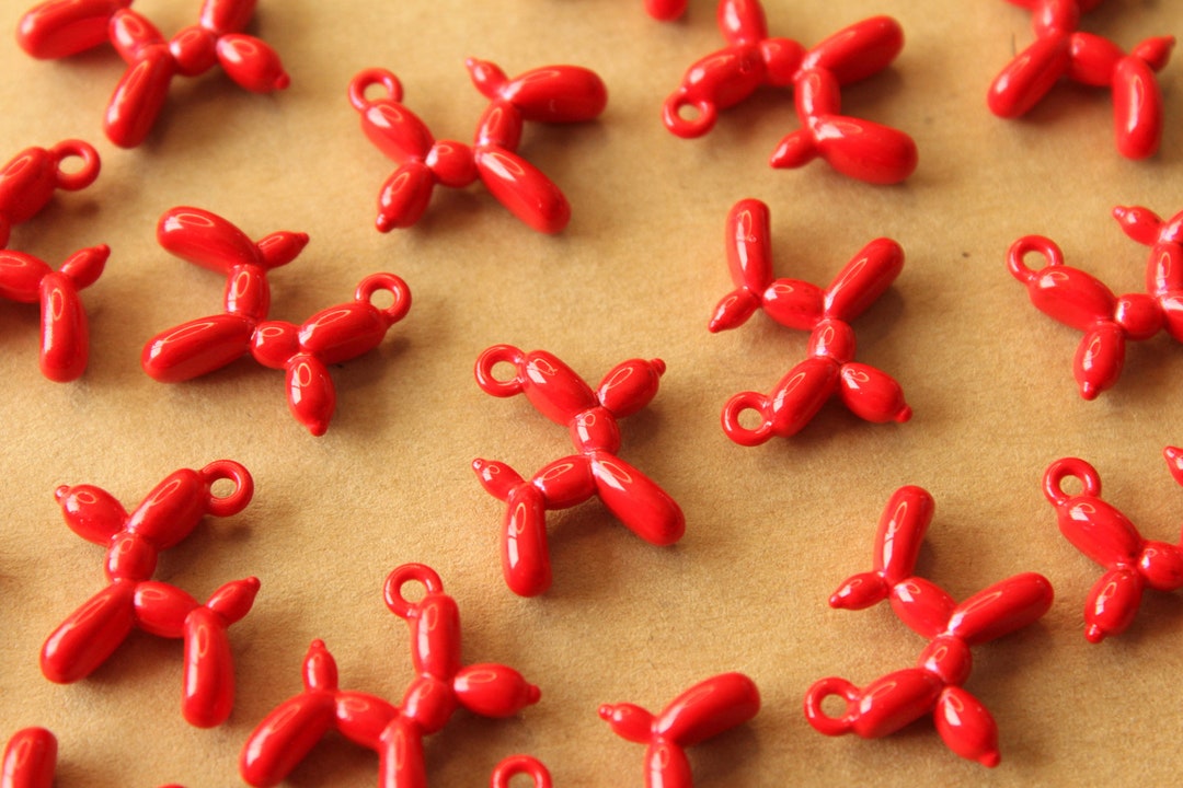 4 Pc. Red Enameled Balloon Dog Charms, 18mm X 15mm | MIS-466 - Etsy