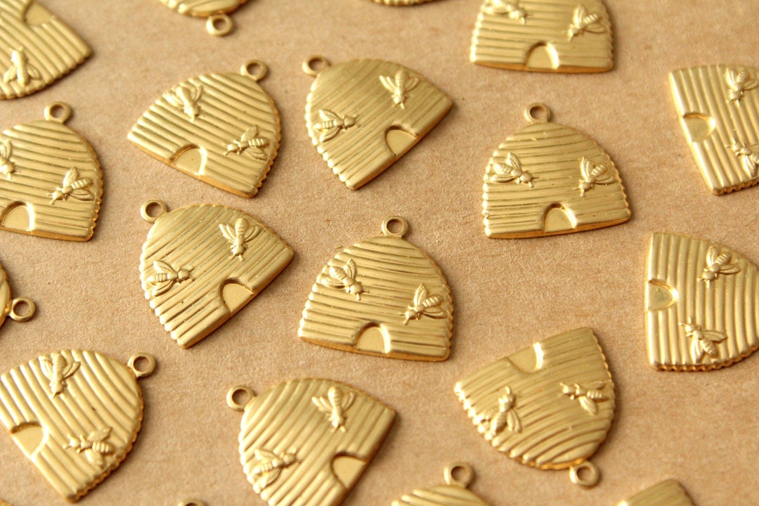 10 Pc. Raw Brass Beehive Charms: 16mm by 16mm - Made in USA | RB-1406 ...