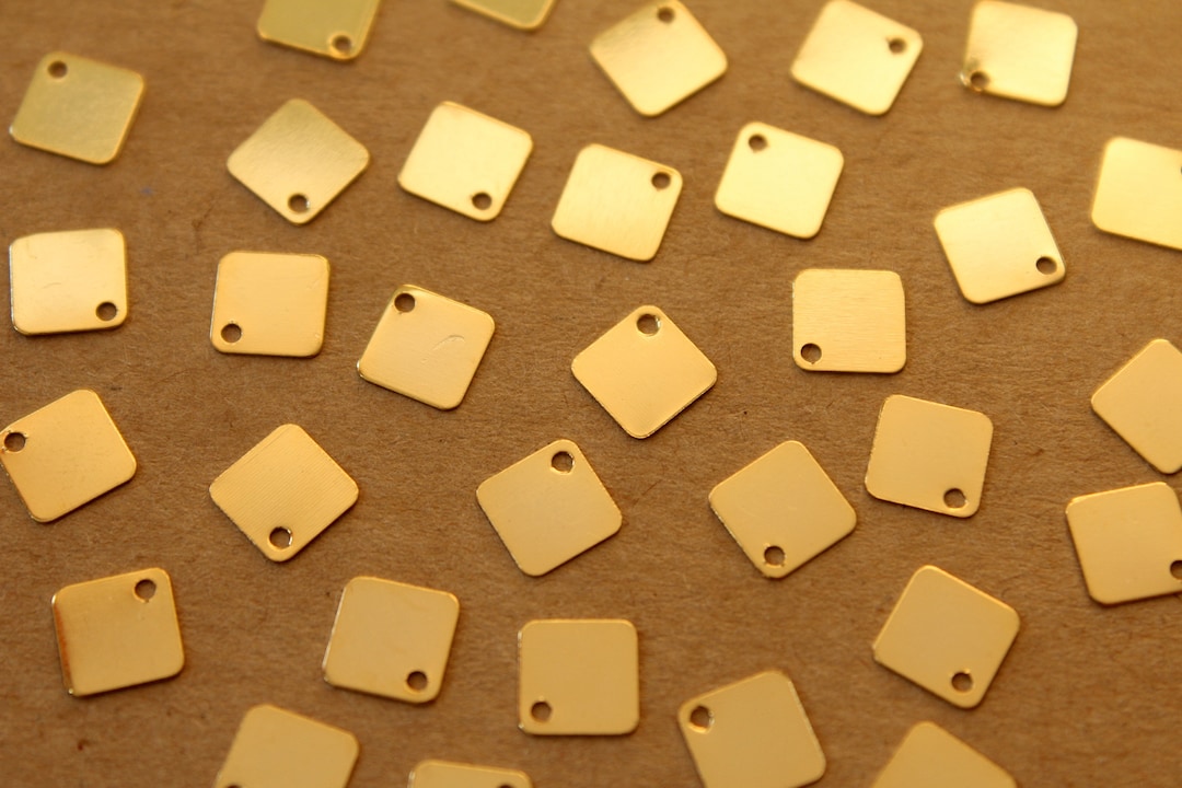 20 Pc. 24k Plated Gold Brass Rounded Edge Rhombus Charms, 8.5mm by 8 ...