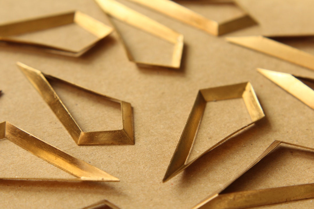 2 Pc. Raw Brass Dropped Rhombus Cutout Stampings: 47mm by 21mm - Made ...