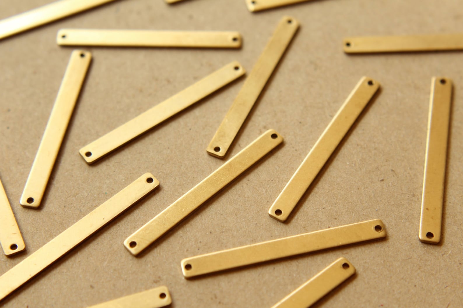 6 Pc. Raw Brass Narrow Bars With Two Holes: 41mm by 4mm - Made in USA ...