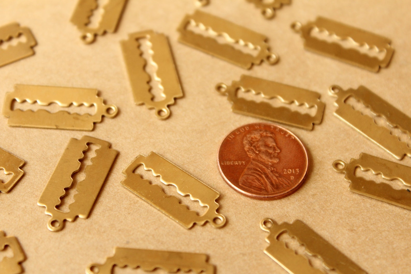 10 Pc. Raw Brass Double-edged Razor Blade Charms: 24mm by - Etsy