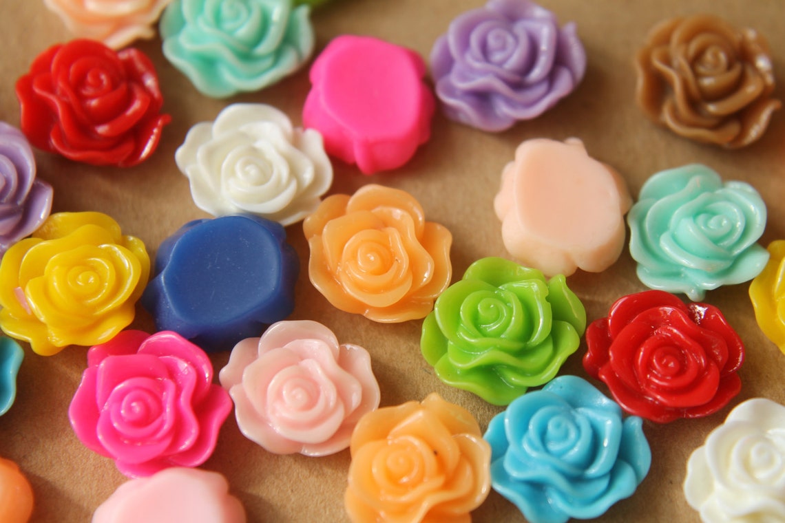 CLOSEOUT 30 Pc. Multi Color Ruffle Rose Cabochons 13mm X - Etsy