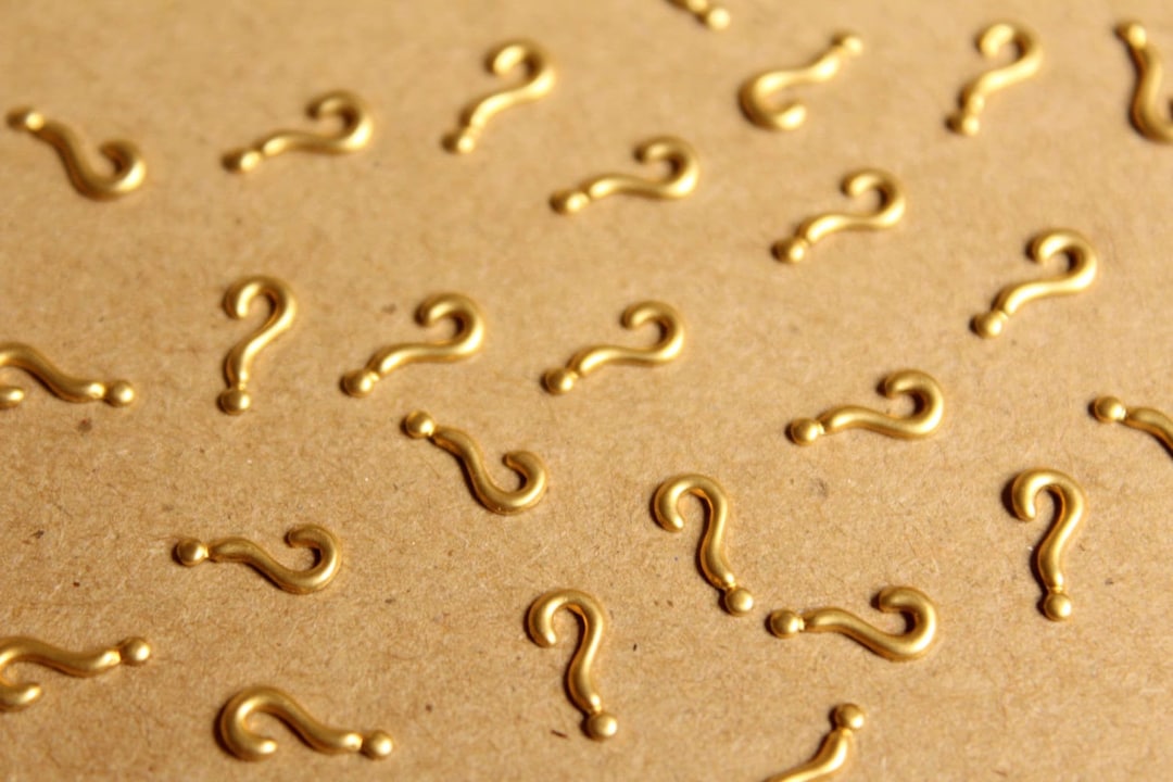30 Pc. Tiny Raw Brass Question Mark Stampings: 8.5mm by 4mm - Made in ...