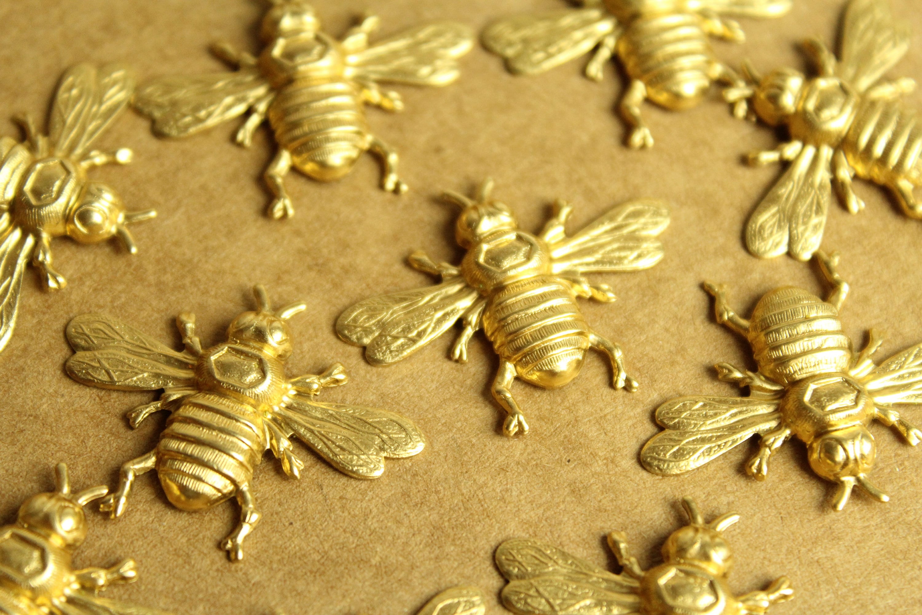 2 Pc. Large Raw Brass Queen Bees: 33mm by 24.5mm - Made in USA | RB ...