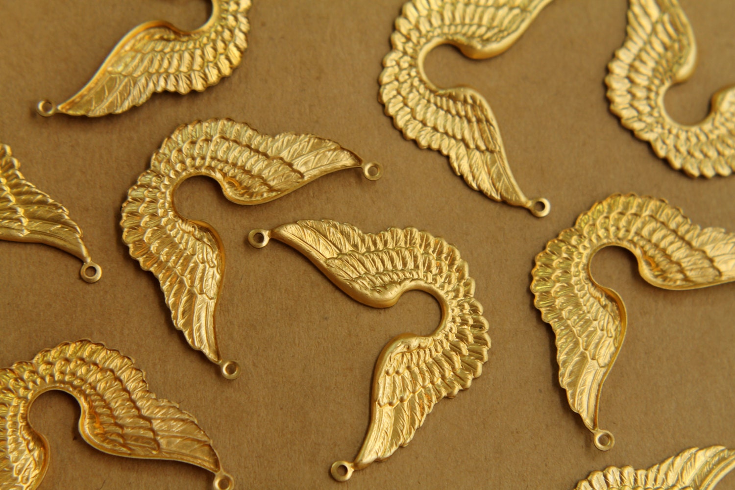 4 Pc. Raw Brass Angel Wings Connectors: 36mm by 27mm Made in | Etsy