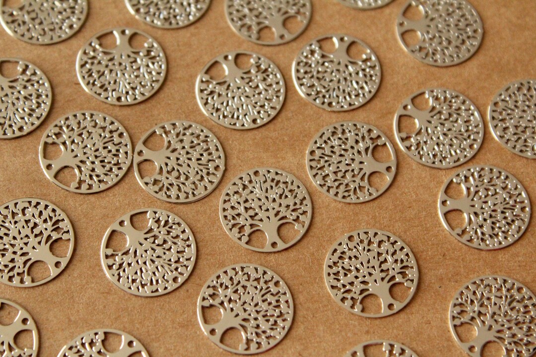 12 Pc. Laser Cut Silver Circle Shaped Tree of Life Connectors, 16mm in ...