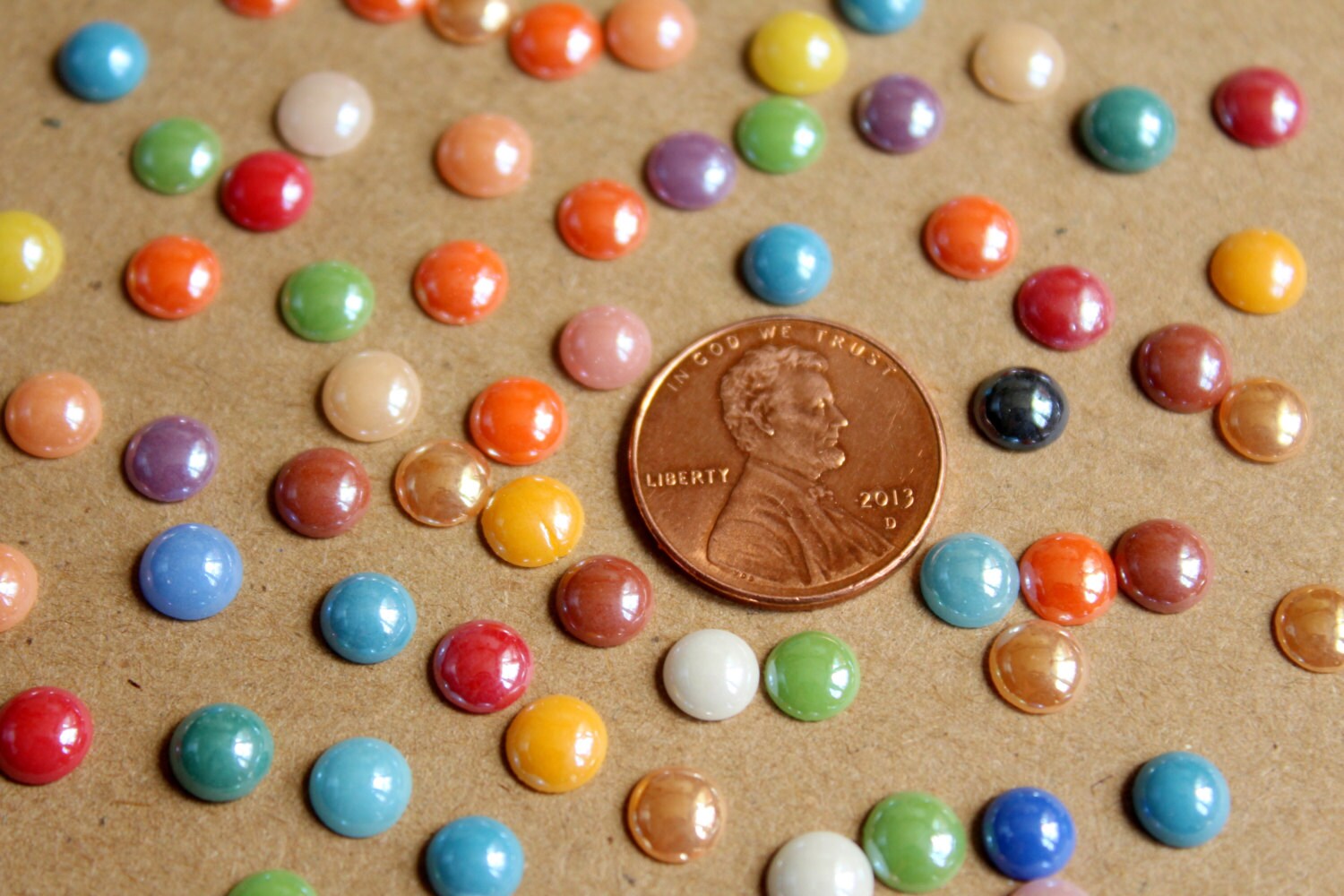 100 Pc. Multi Colored Round Porcelain Cabochons, 5 - 6mm Diameter | MIS ...