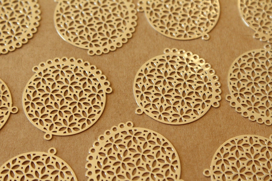 6 Pc. Laser Cut Silver Circle Shaped Filigree Drop Connectors, 32mm by ...