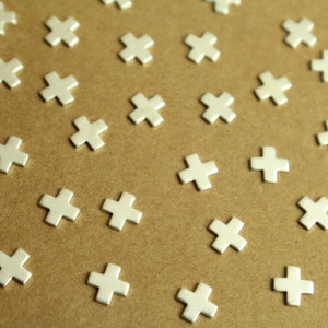 24 Pc. Tiny Silver Plated Brass Plus Sign Stampings: 6mm by 6mm - Made ...