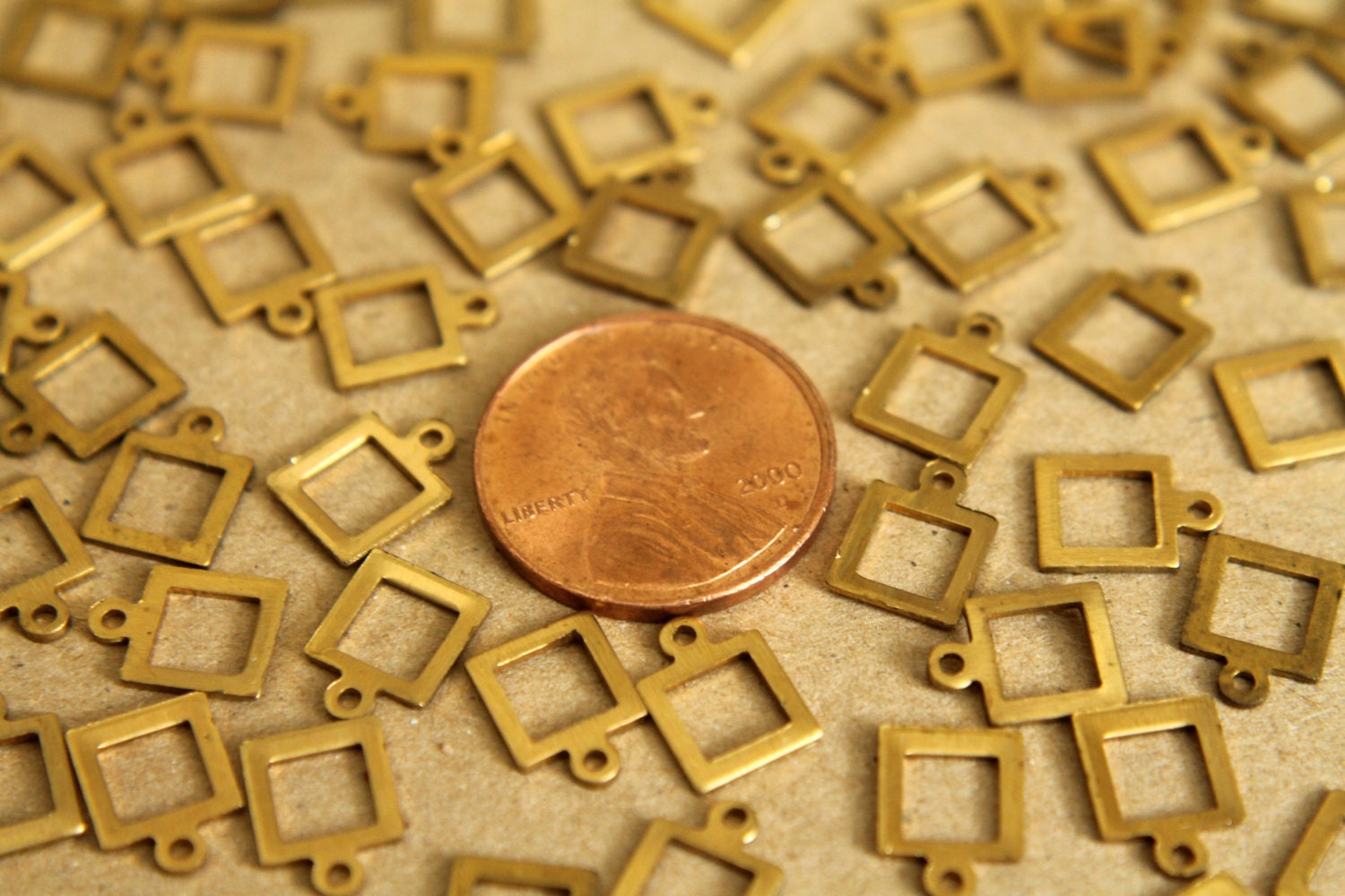 24 Pc. Small Raw Brass Square Outline Charms: 10mm by 7mm - Etsy