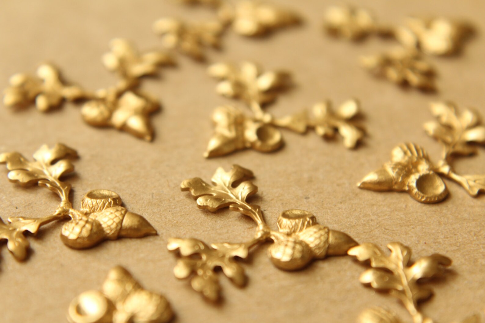 4 Pc. Raw Brass Acorns and Branch Stampings: 27mm by 24mm - Made in USA ...