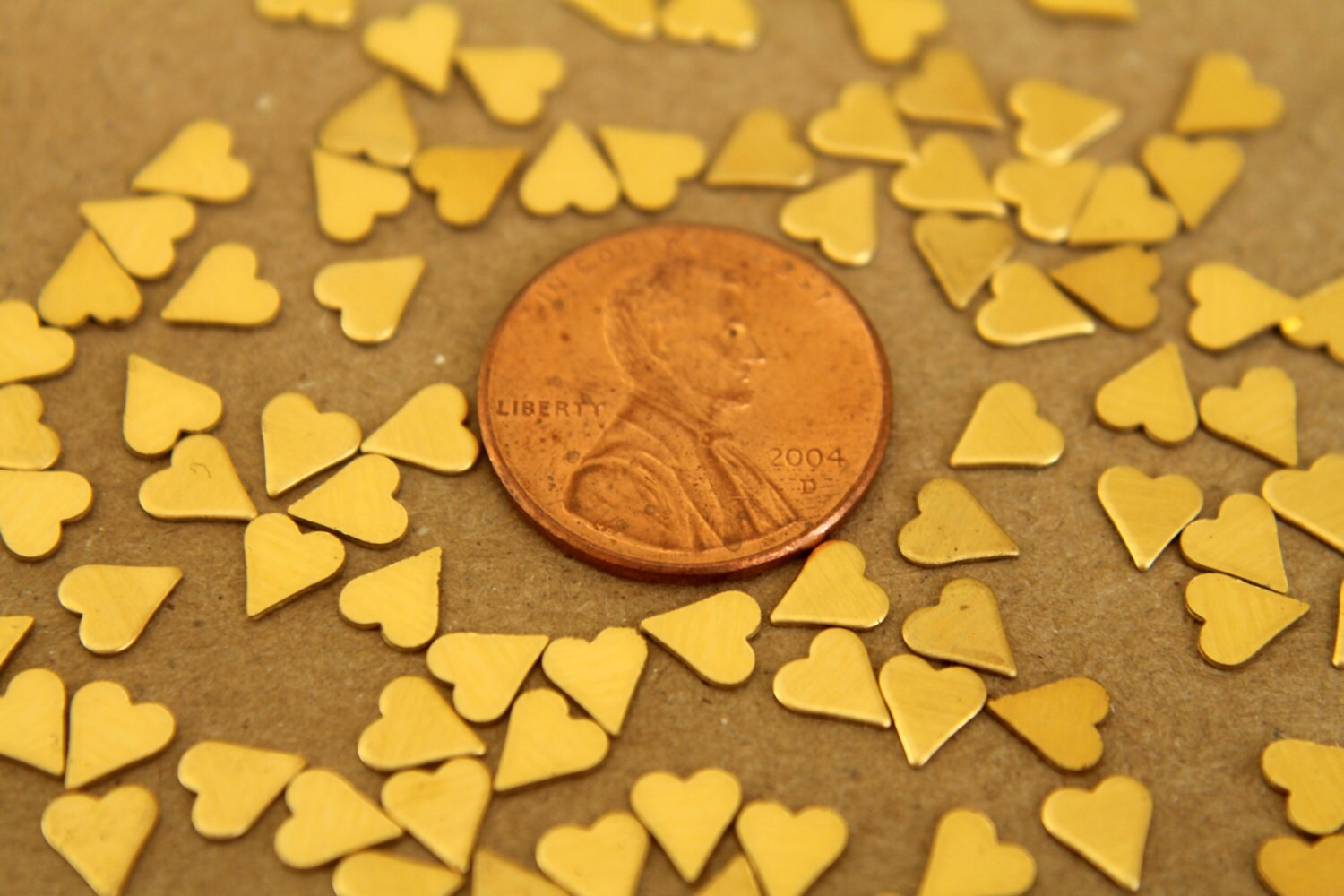 24 Pc. Tiny Raw Brass Pointed Heart: 5mm by 5.5mm Made in | Etsy
