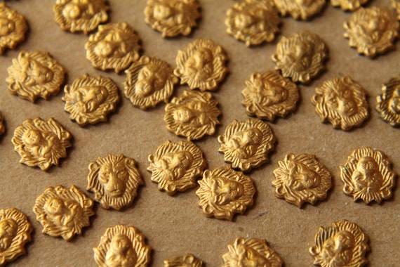 10 Pc. Small Raw Brass Lion Heads: 8mm by 8mm Made in USA - Etsy