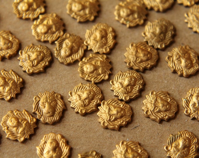10 Pc. Small Raw Brass Lion Heads: 8mm by 8mm Made in USA Also ...