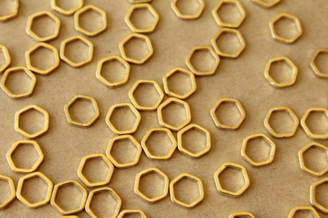 12 Pc. Gold Plated Brass Hexagon Links, 7.5mm by 7mm | FI-670 - Etsy