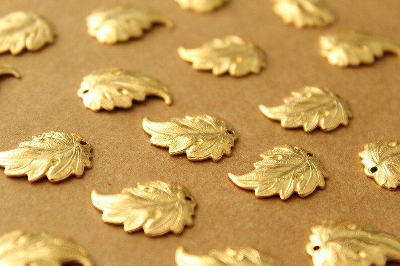 8 Pc. Gold Plated Brass Curved Autumn Leaves: 18mm by 13mm - Etsy