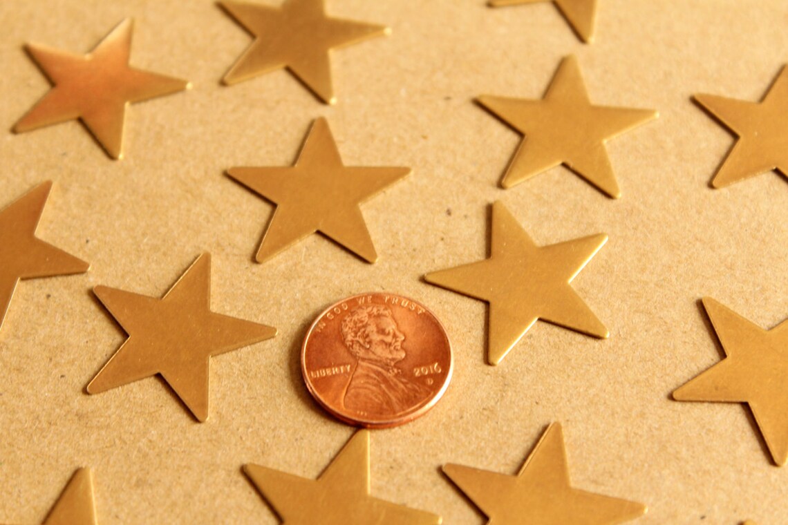 10 Pc. Large Raw Brass Stars: 24.5mm by 24.5mm Made in USA - Etsy