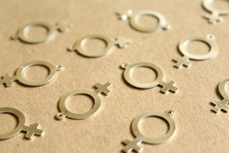 5 Pc. Silver Plated Brass Female Symbol Charms: 25mm by 15mm - Made in ...
